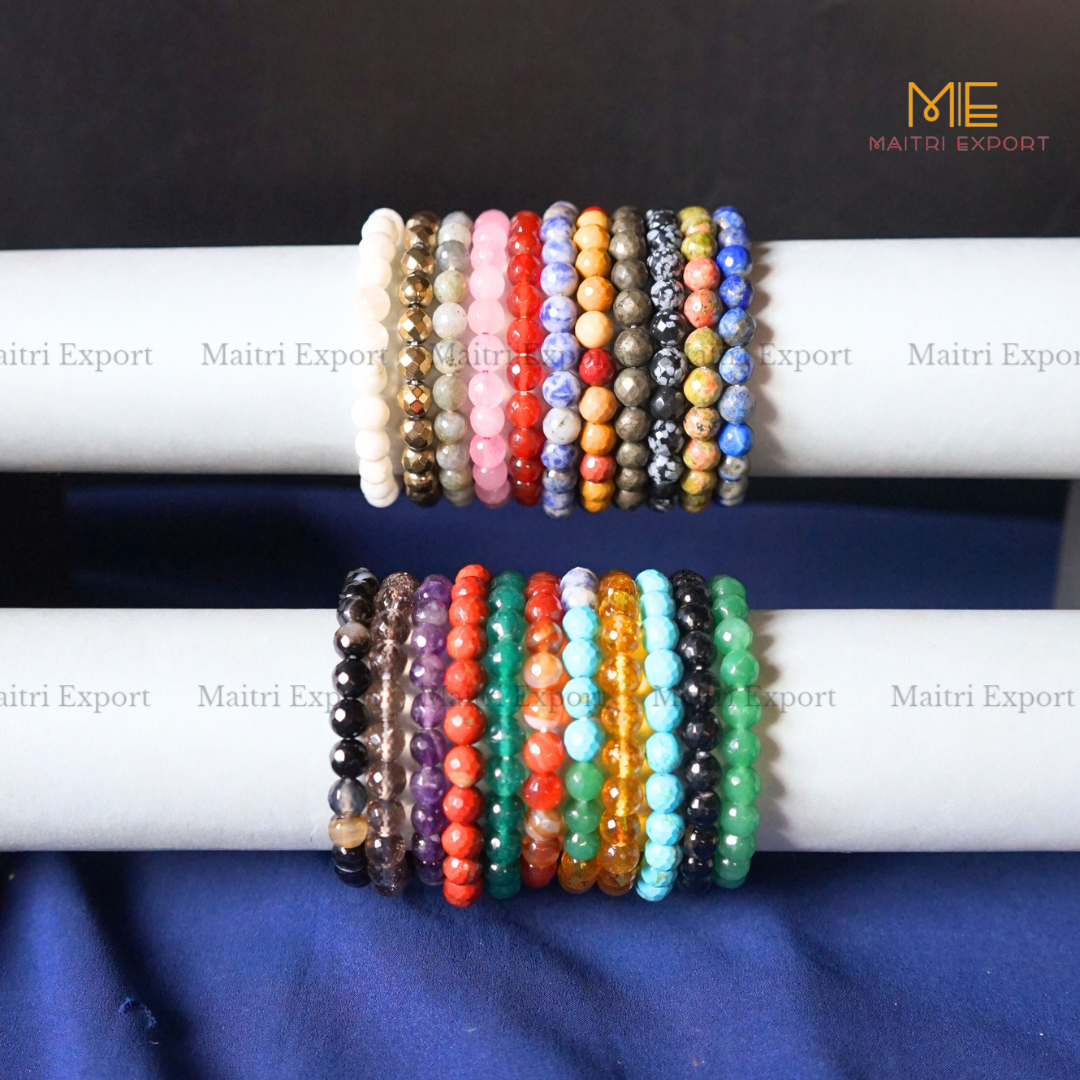 8mm faceted round beads stretchable bracelet. – Maitri Export ...