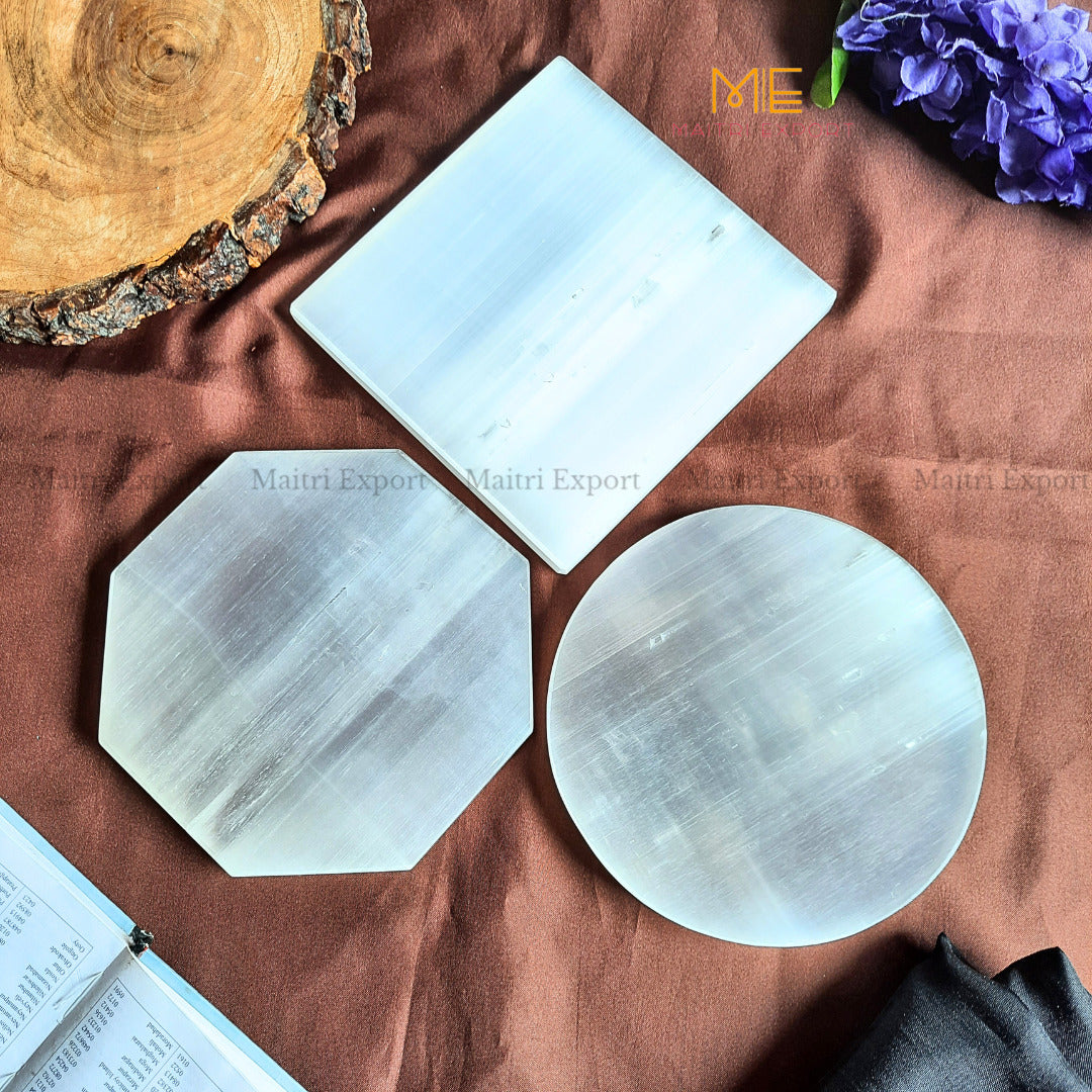 Natural selenite stone different shapes plain plate – Maitri Export ...